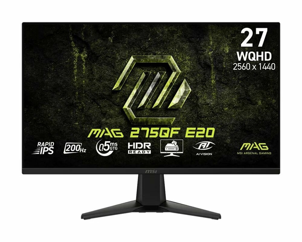 MSI 27" Монитор MAG 275QF E20/200Hz/0.5ms (GtG, Min.)/Rapid IPS/HDR Ready, черный, черный матовый, хаки