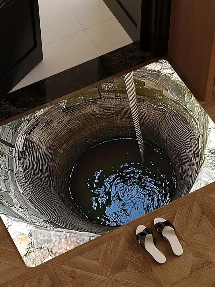 Коврик придверный 50x80 см с 3D рисунком колодца для дома и дачи