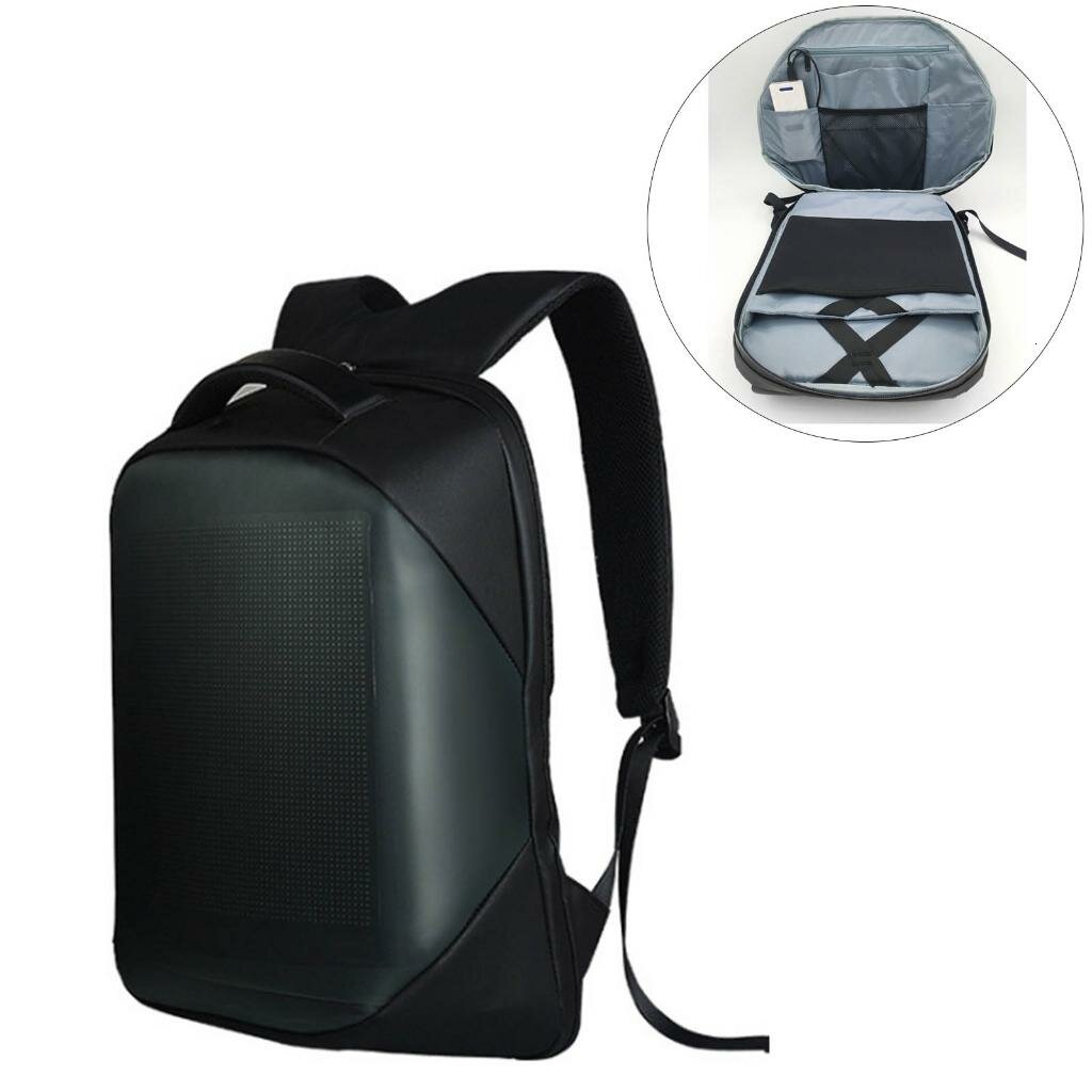 Умный водонепроницаемый рюкзак с динамическим мультяшным дисплеем, Черный