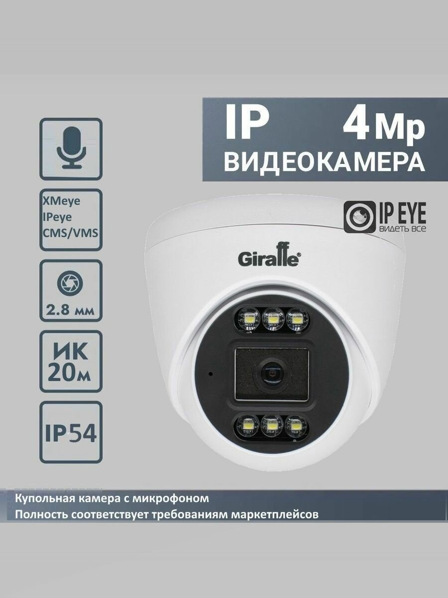 IP камера для ПВЗ озон/wb (корпус пластик) 4Mp, Встр. микрофон, PoE, IPEYE