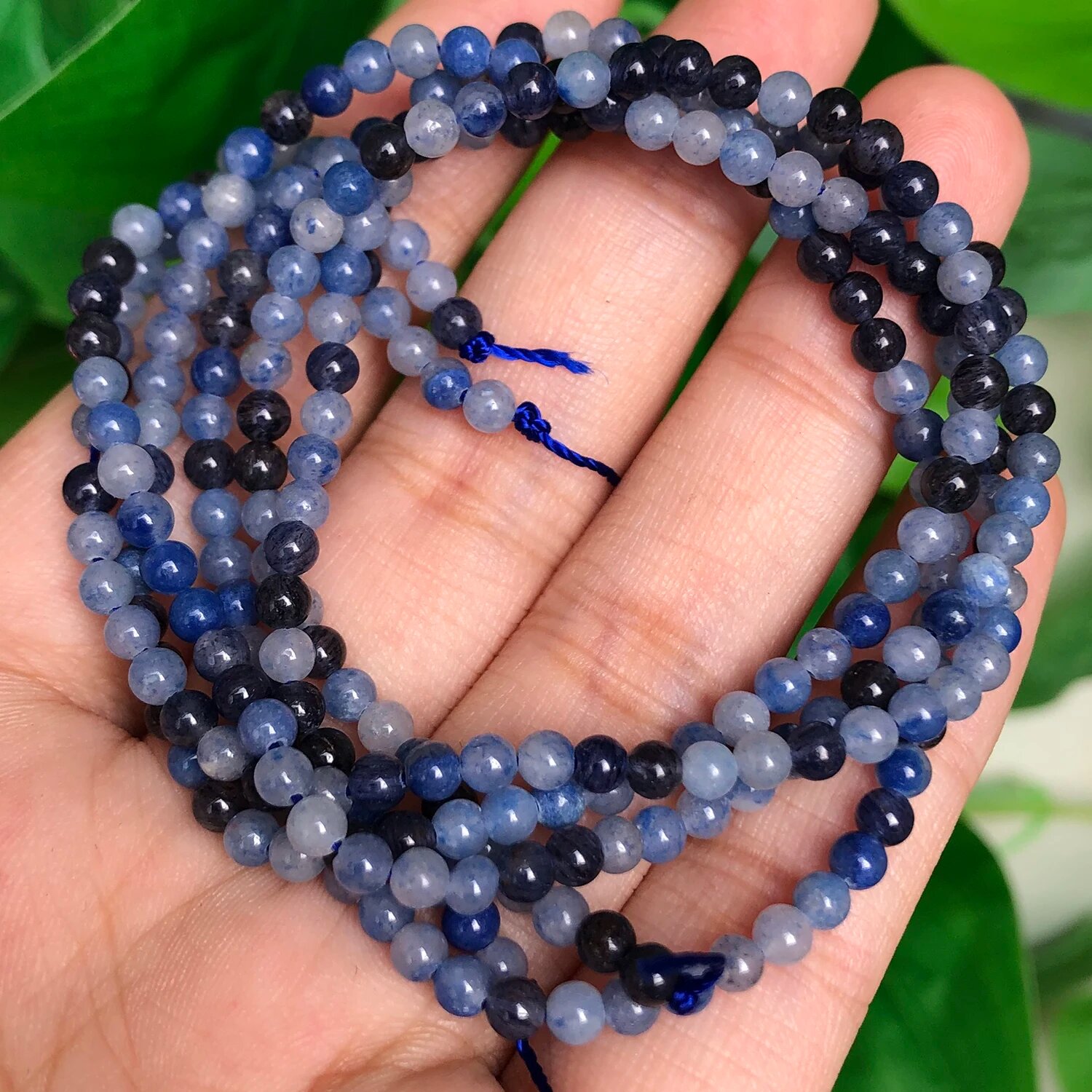 Бусины из агата, кварца, бирюзы и амазонита GMB724 2 Темно-синий, 2mm 175pcs beads, blue aventurine