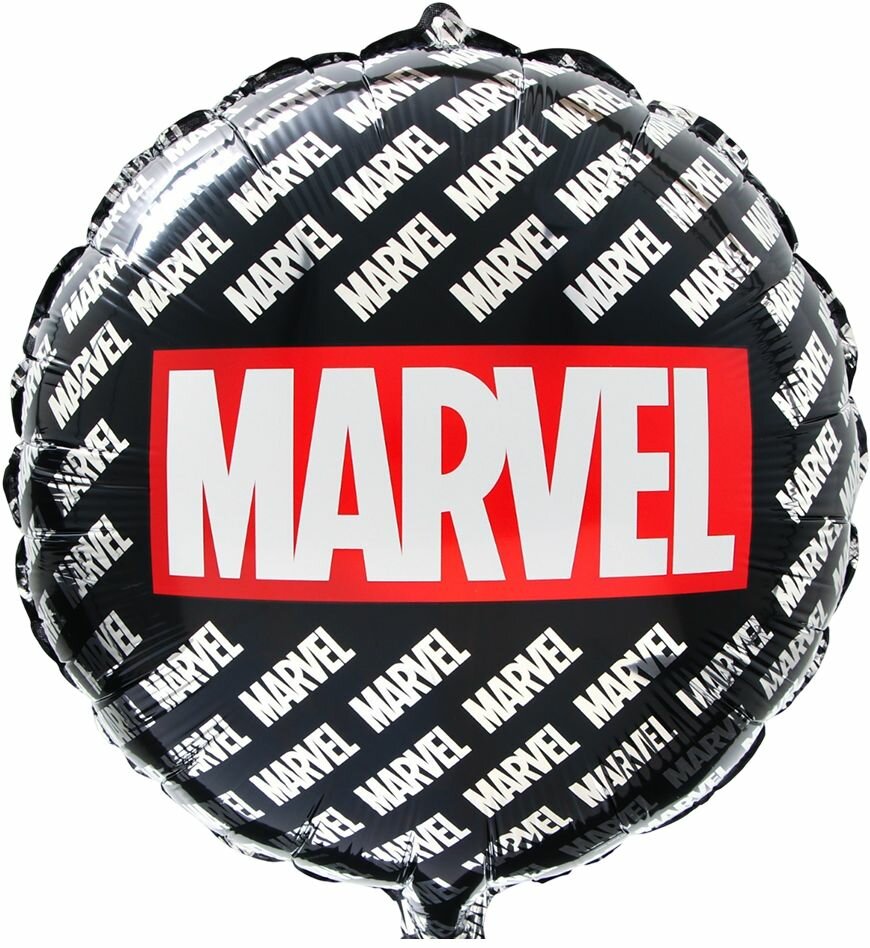 Воздушный шар фольгированный круглый "Марвел. Мстители" с рисунком, надувные воздушные шарики 45 см из фольги для праздника, цвет чёрный