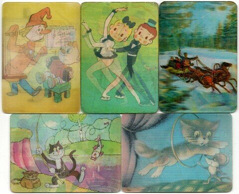 № 44 Набор из 5 стерео Календариков. Мультфильмы СССР 1982, 1987 гг.