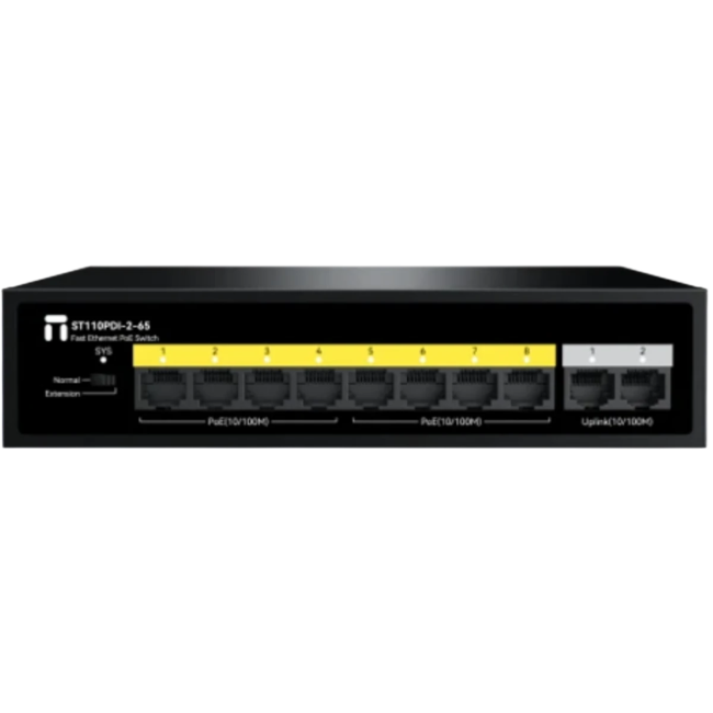 Коммутатор Netis ST110PDI-2-65 10x100Мбит/с 8PoE неуправляемый