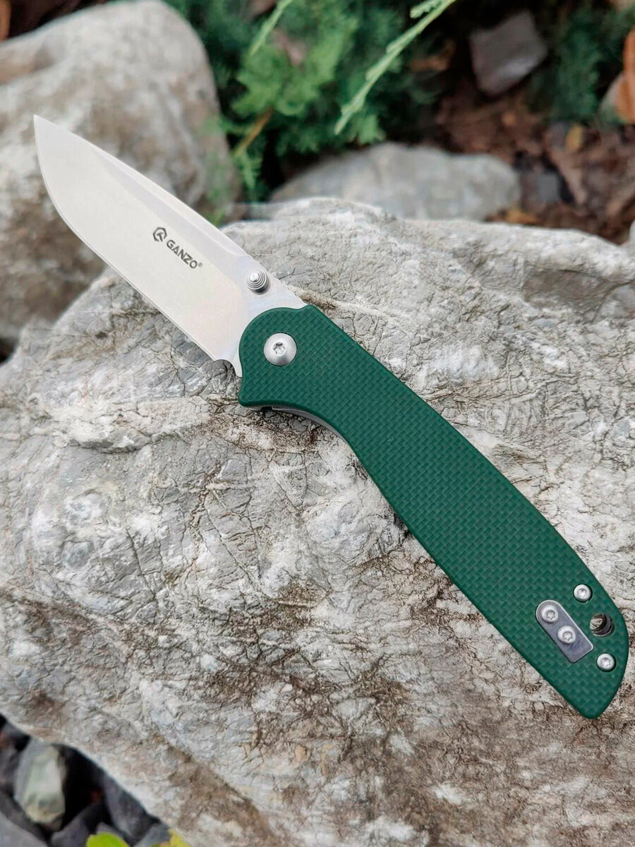 Нож Ganzo G6803-GB складной зеленый, EDC из нержавеющей стали 8CR14, длина лезвия 8,9 см. Рукоять G10