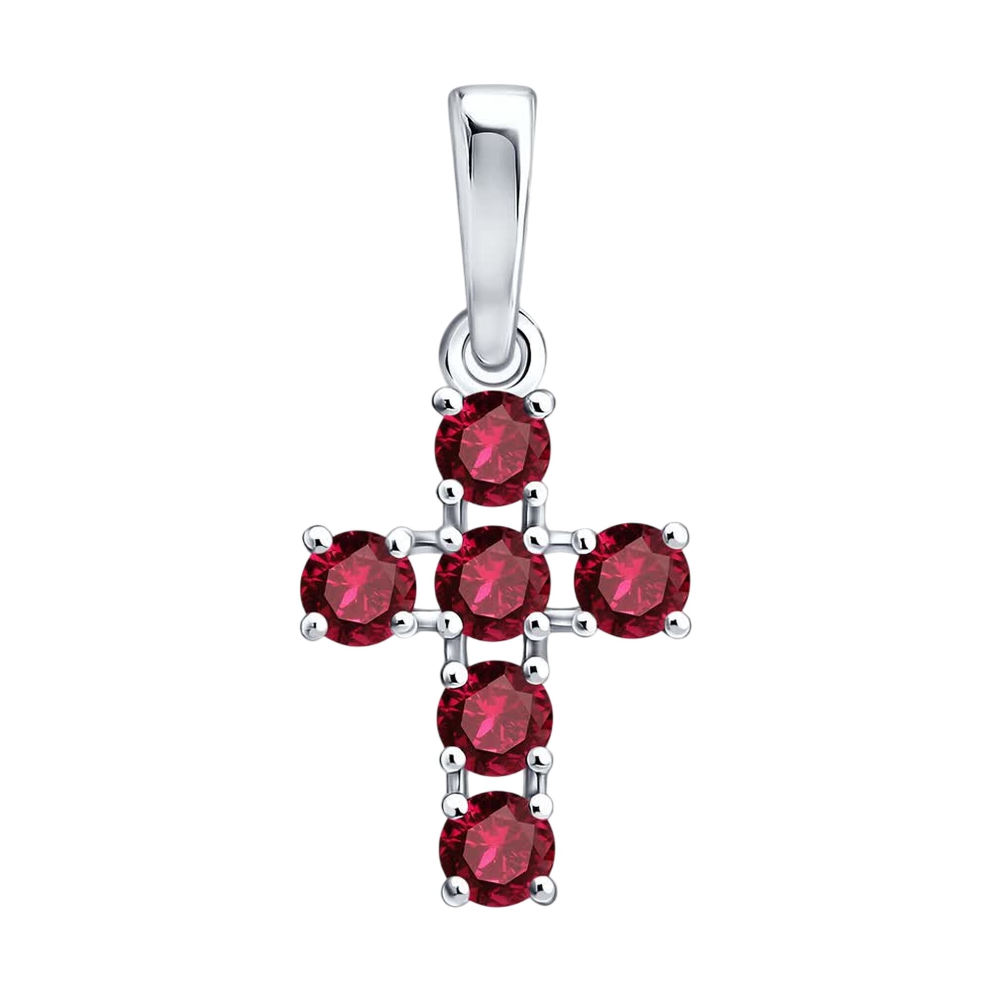 Подвеска, серебро, 925 проба, родирование, рубин