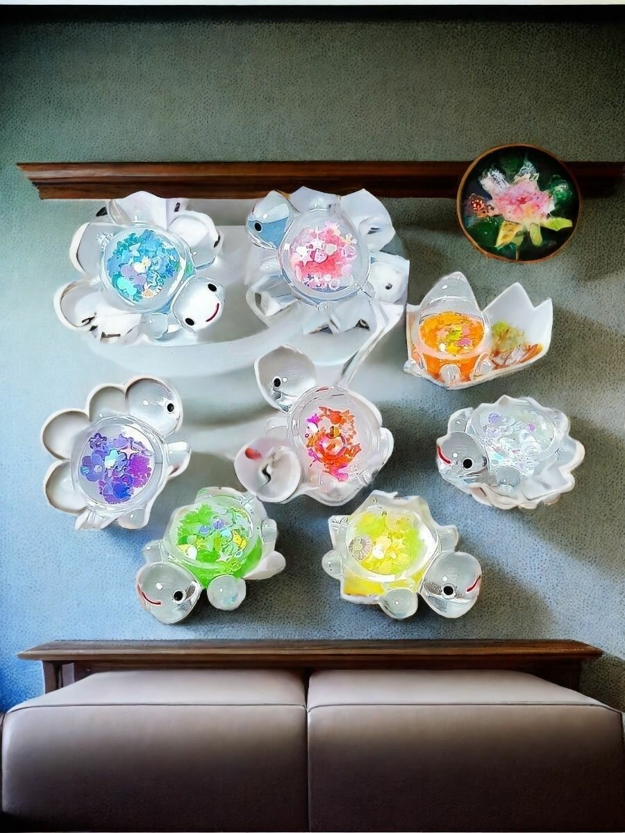 Декоративные кристаллы, Светящаяся черепаха, наполнитель для ваз, Для аквариума, сада и декора ваз, 8 штук/31MM*21MM