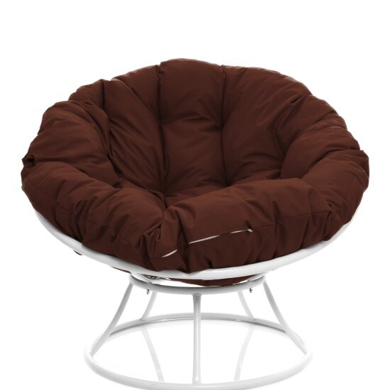 Садовое кресло M-group папасан без ротанга белое, коричневая подушка, шт