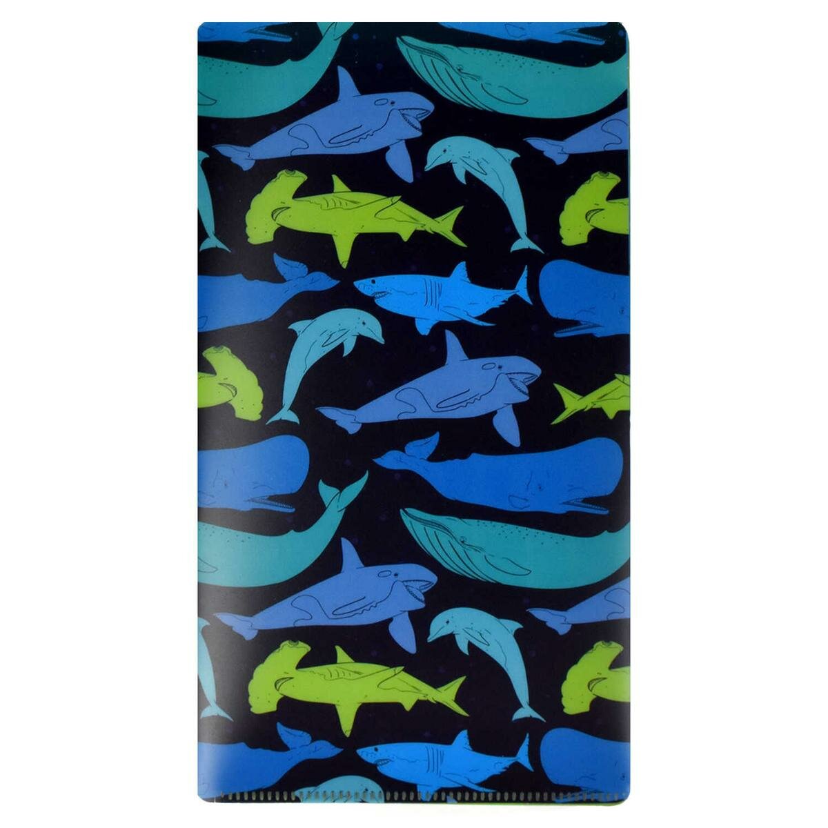 Папка для документов "Киты", 11х20.5 см, пластиковая, с ярким морским принтом