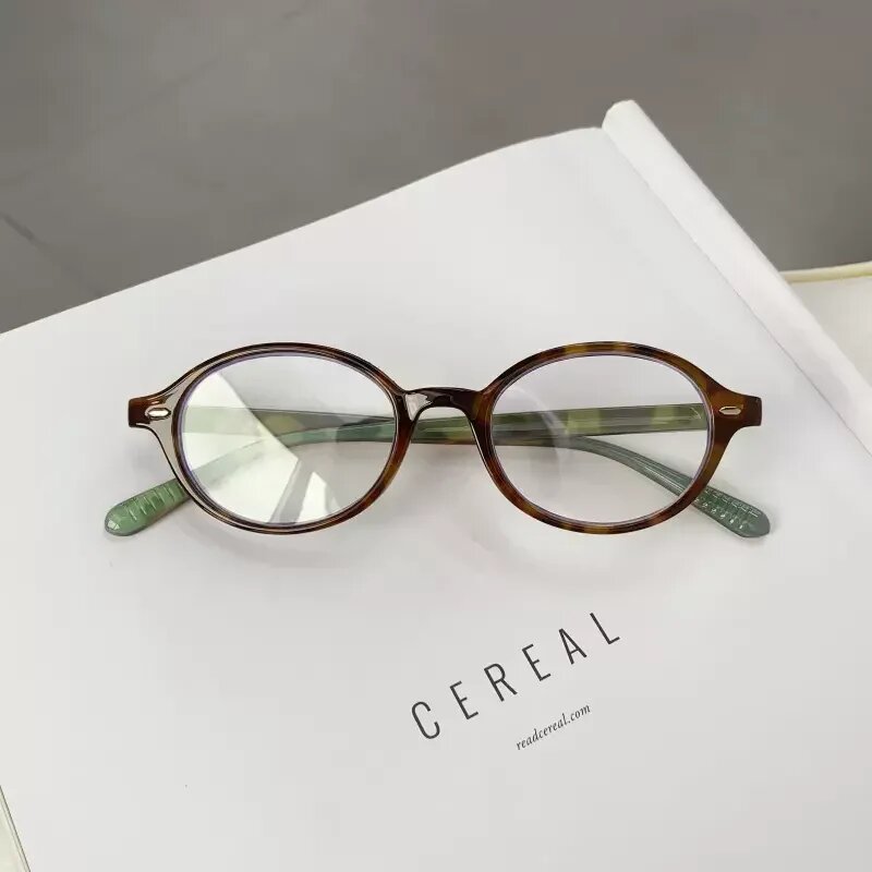 Ретро овальные очки Y2K чёрно-белые khaki green