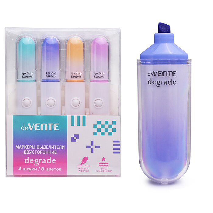 Набор маркеров-выделителей "Degrade" двусторонние, 4 шт. 8 цветов