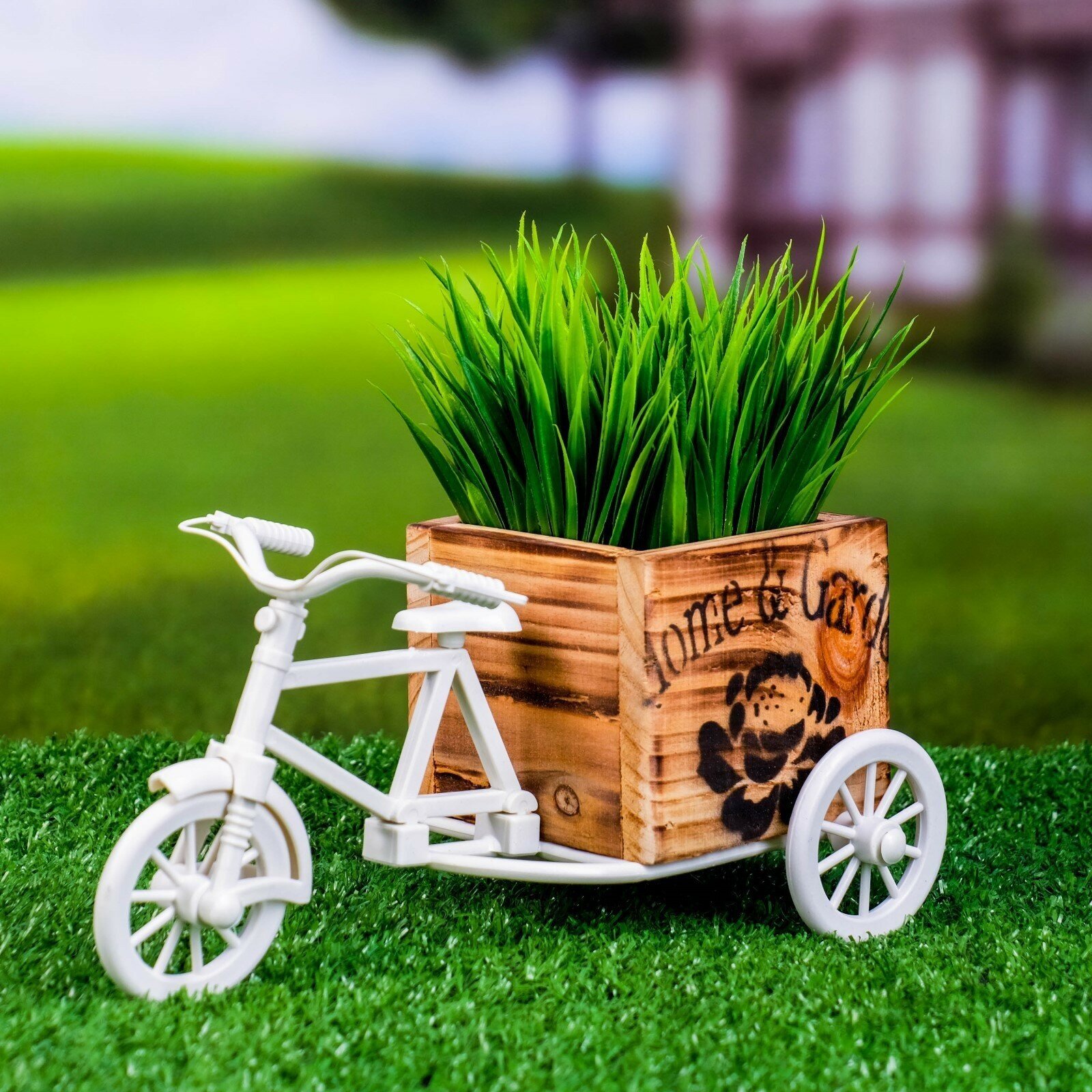 Фигурное кашпо для цветов «Велосипед Home & Garden», 20.5×12×10.5 см, дерево, пластик, белое
