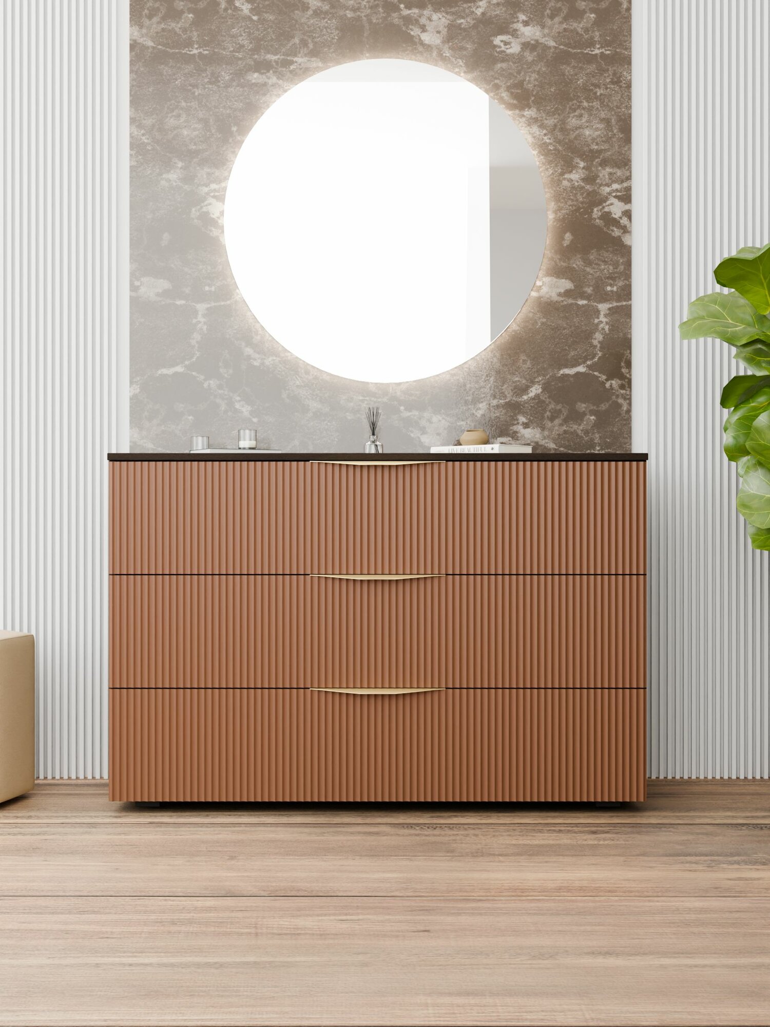 Комод для белья и одежды трио 3 ящика, 118х78.3х41 см