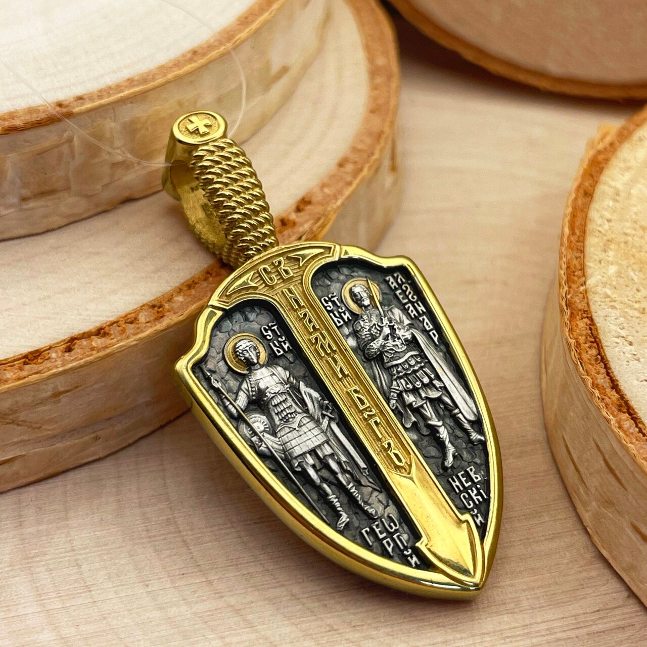 Подвеска, серебро, 925 проба, чернение, золочение, оксидирование