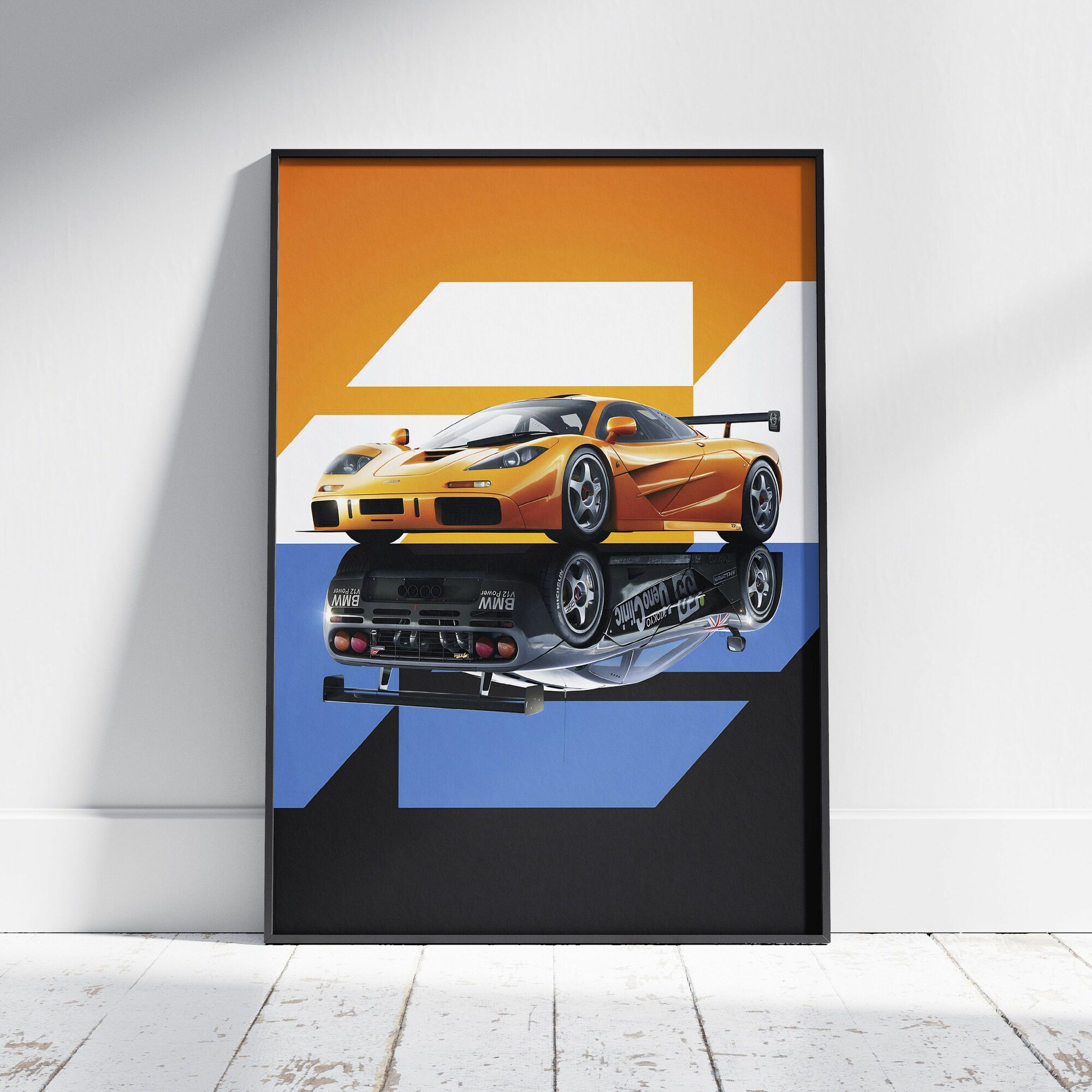 Плакат на стену для интерьера Культовые машины (McLaren F1 2) - Постер по легендарным и классическим ретро автомобилям формата А4 (21x30 см)