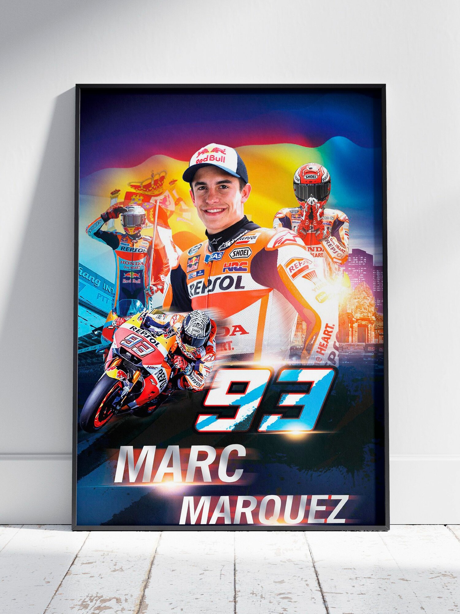 Плакат на стену для интерьера Звёзды Автоспорта - Stars of Motorsport (Марк Маркес - Marc Marquez 3) - Постер по гонщику формата A4 (21x30 см)