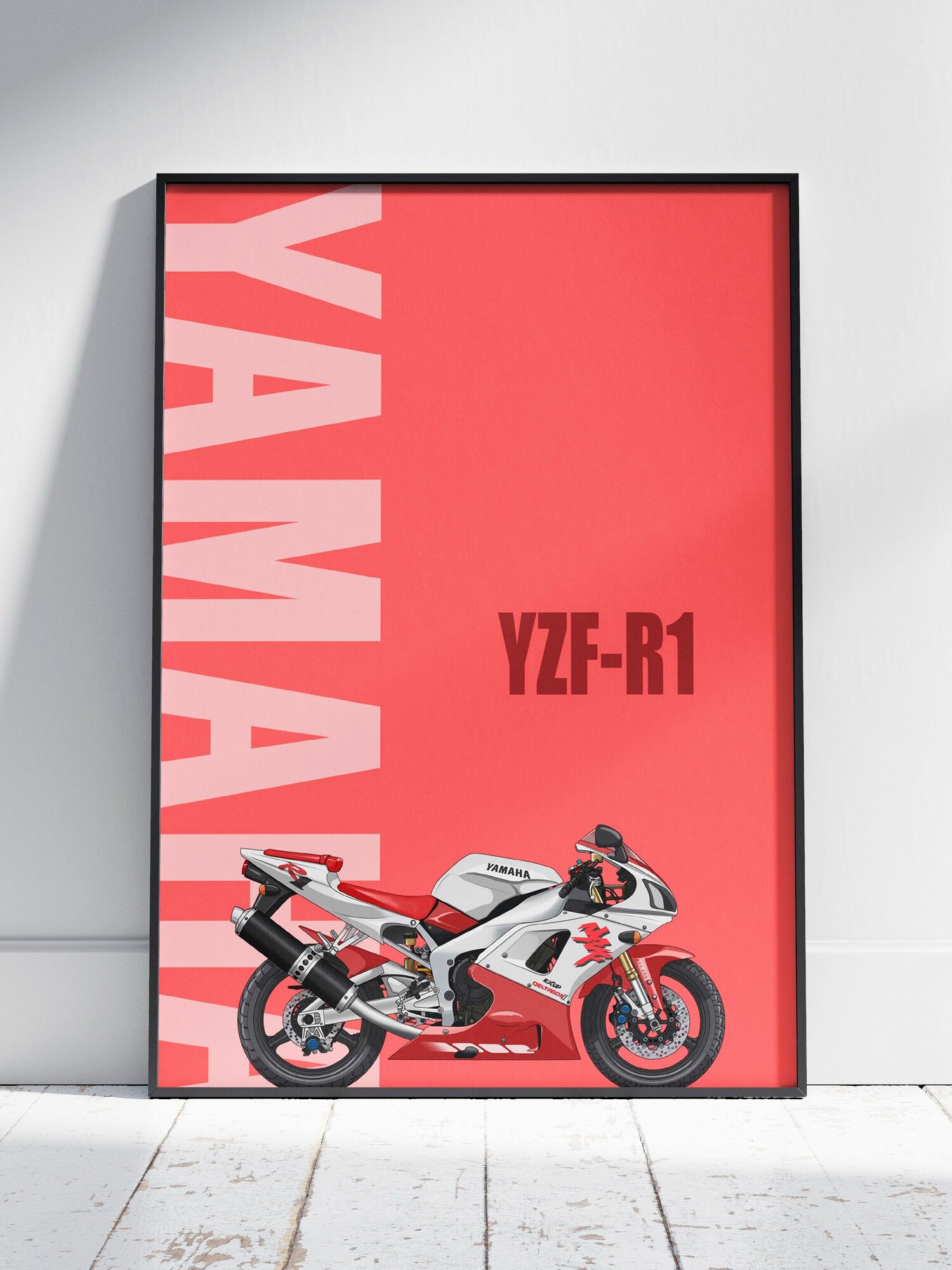 Плакат на стену для интерьера Мотоцикл (Yamaha YZF-R1 11) - Постер по мото и байкам формата A3 (30x42 см)