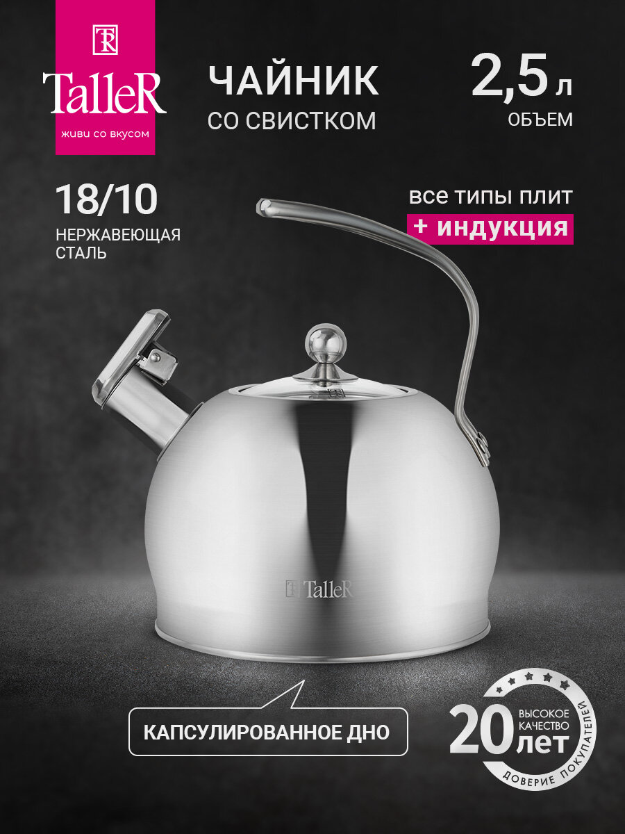 Чайник для всех типов плит TalleR TR-11376 Данкан 2.5 л, со свистком