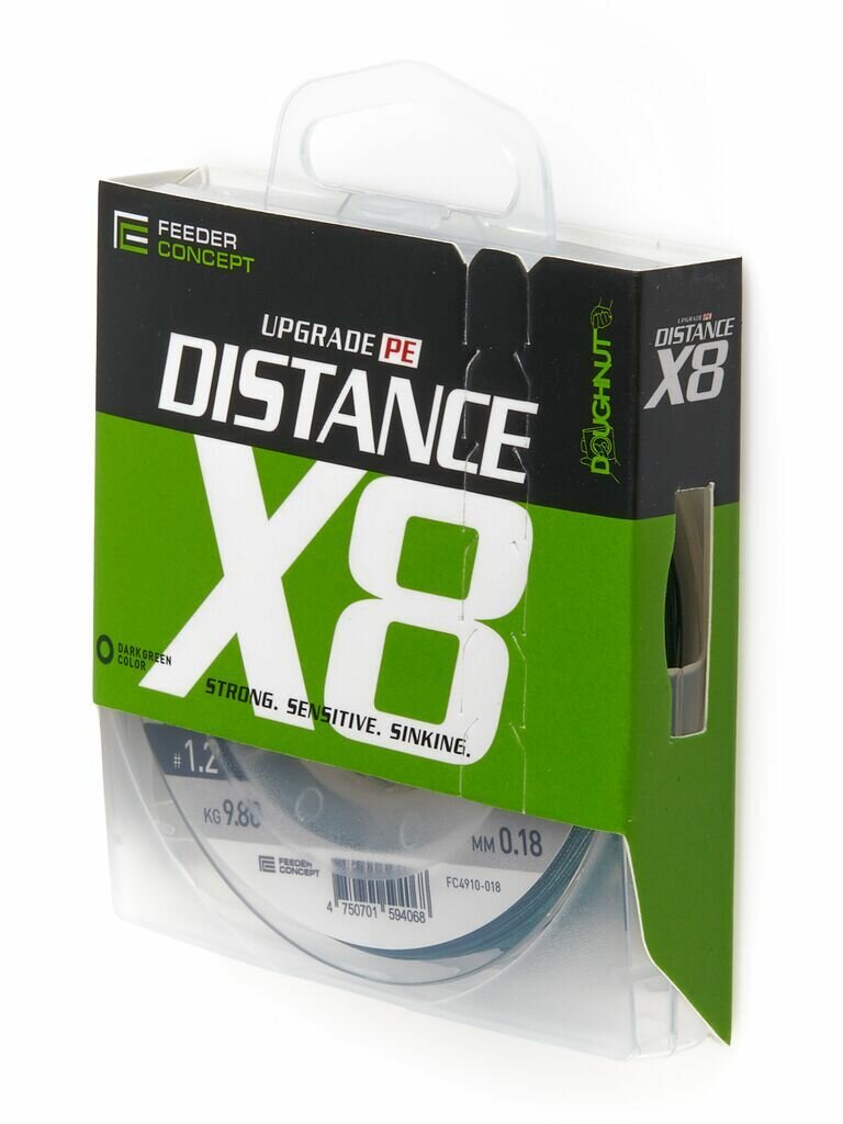 Леска плетёная Feeder Concept DISTANCE X8 BRAID PE/150м/0,18мм/9,8кг/цвет Dark Green