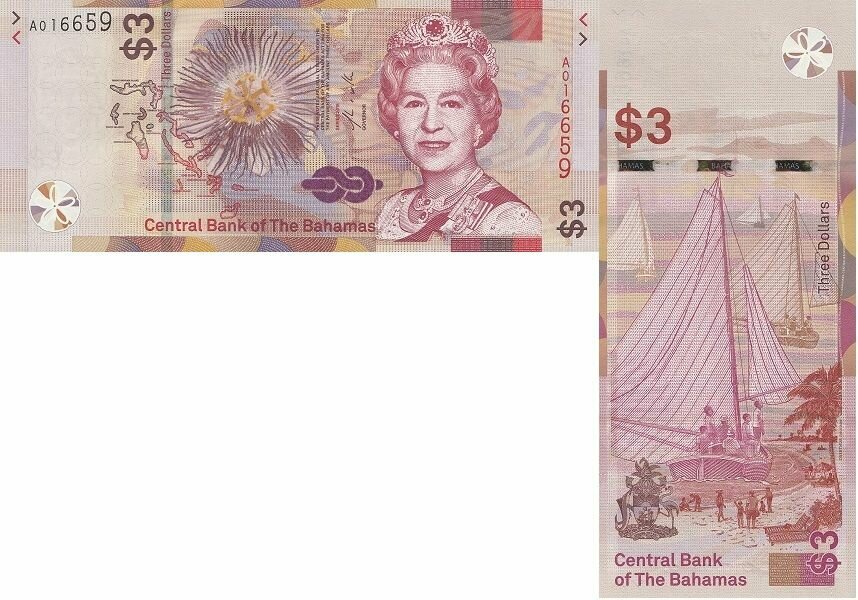 Багамы 3 доллара 2019 Парусные лодки UNC