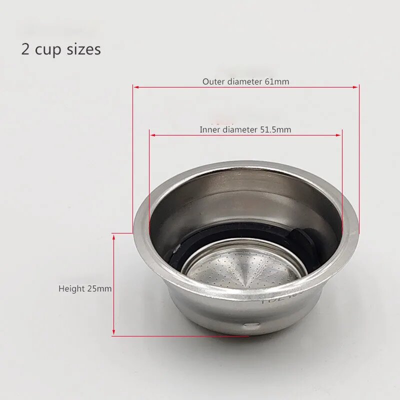 Съемная корзина для кофемашины YUAN-ECT из нержавеющей стали 51 мм 2 cup basket