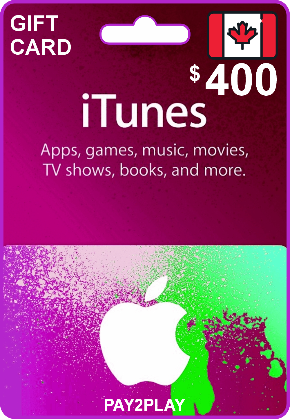 Подарочная карта Apple / Пополнение App Store&iTunes (Apple ID) / на 400 Канадских долларов / Канада