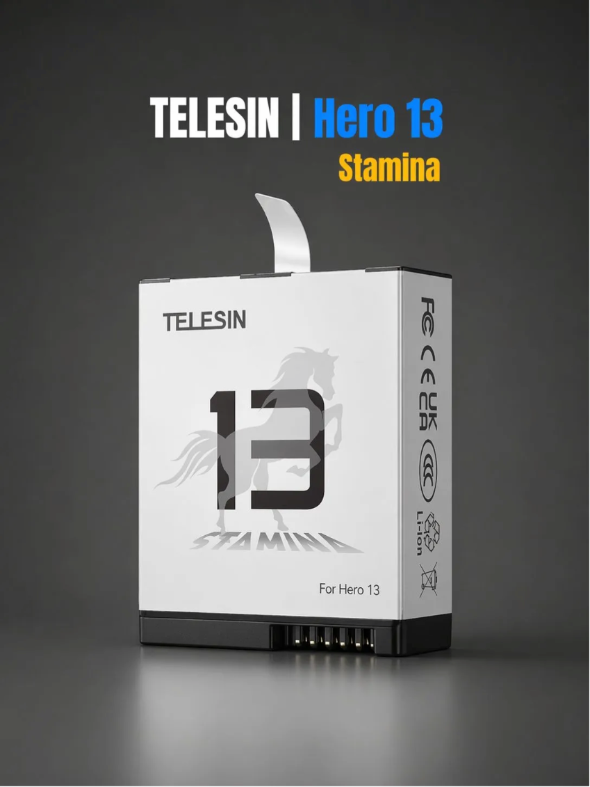 Аккумулятор Telesin STAMINA, для GoPro 13 Hero, морозостойкий, 1950мАч