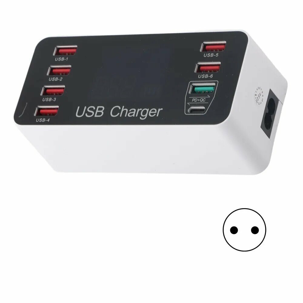 40Вт 8-порт QC3.0+Type-C 100-240В, настольная, путешествия