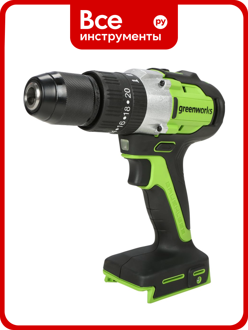 Ударная аккумуляторная дрель-шуруповерт Greenworks GD24DD60 3704107