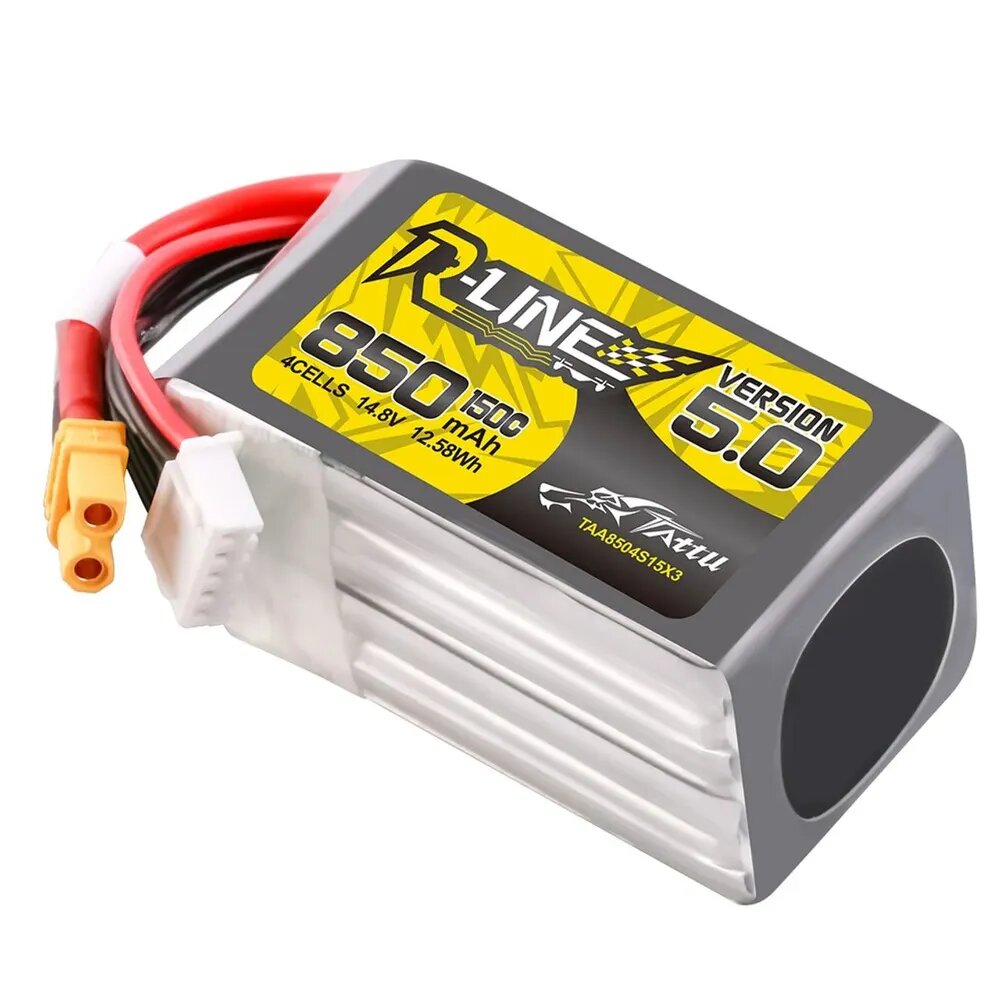 Аккумулятор Tattu R-Line Version 5.0 850mAh 4S 150C 14.8V Lipo Battery Pack with XT30U-F Plug