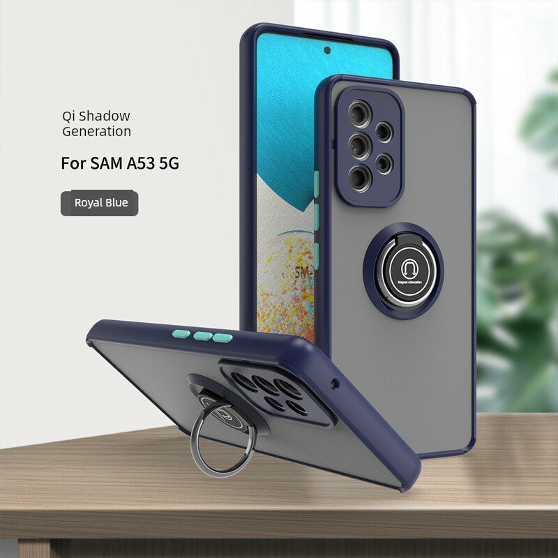 Samsung Galaxy M34 5G Силиконовый чехол с защитным кольцом азурно-голубой для смартфона