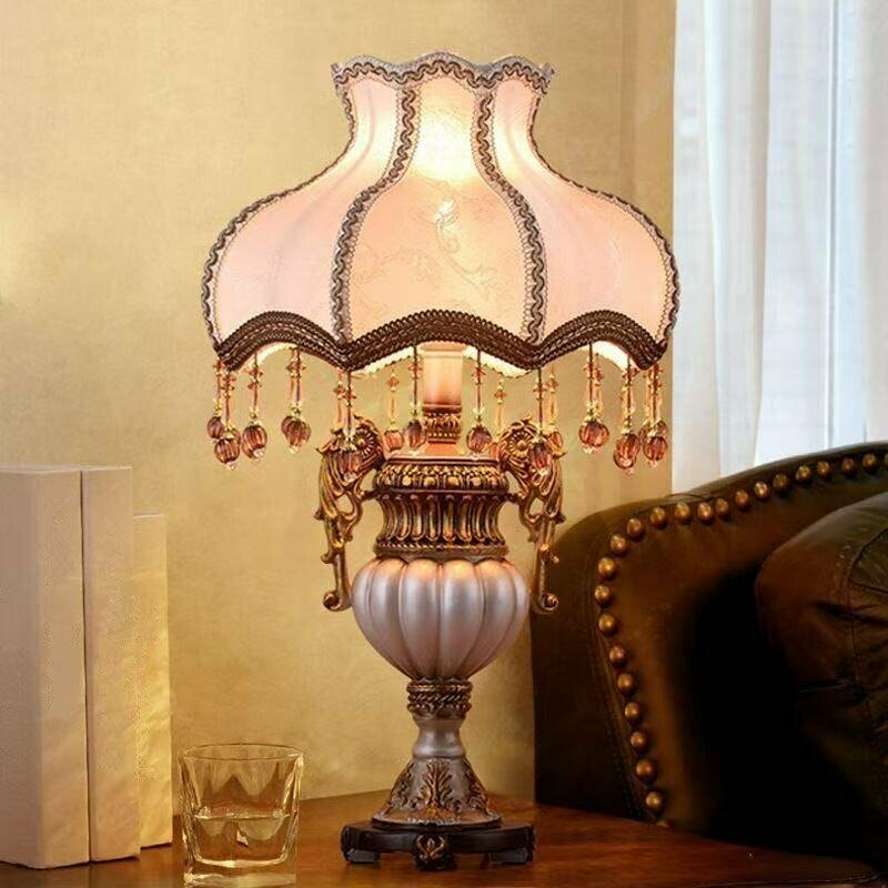 Лампа настольная Clear Lighting, в стиле ретро, питание от сети，33*55cm，кнопочный выключатель，розовый фиолетовый