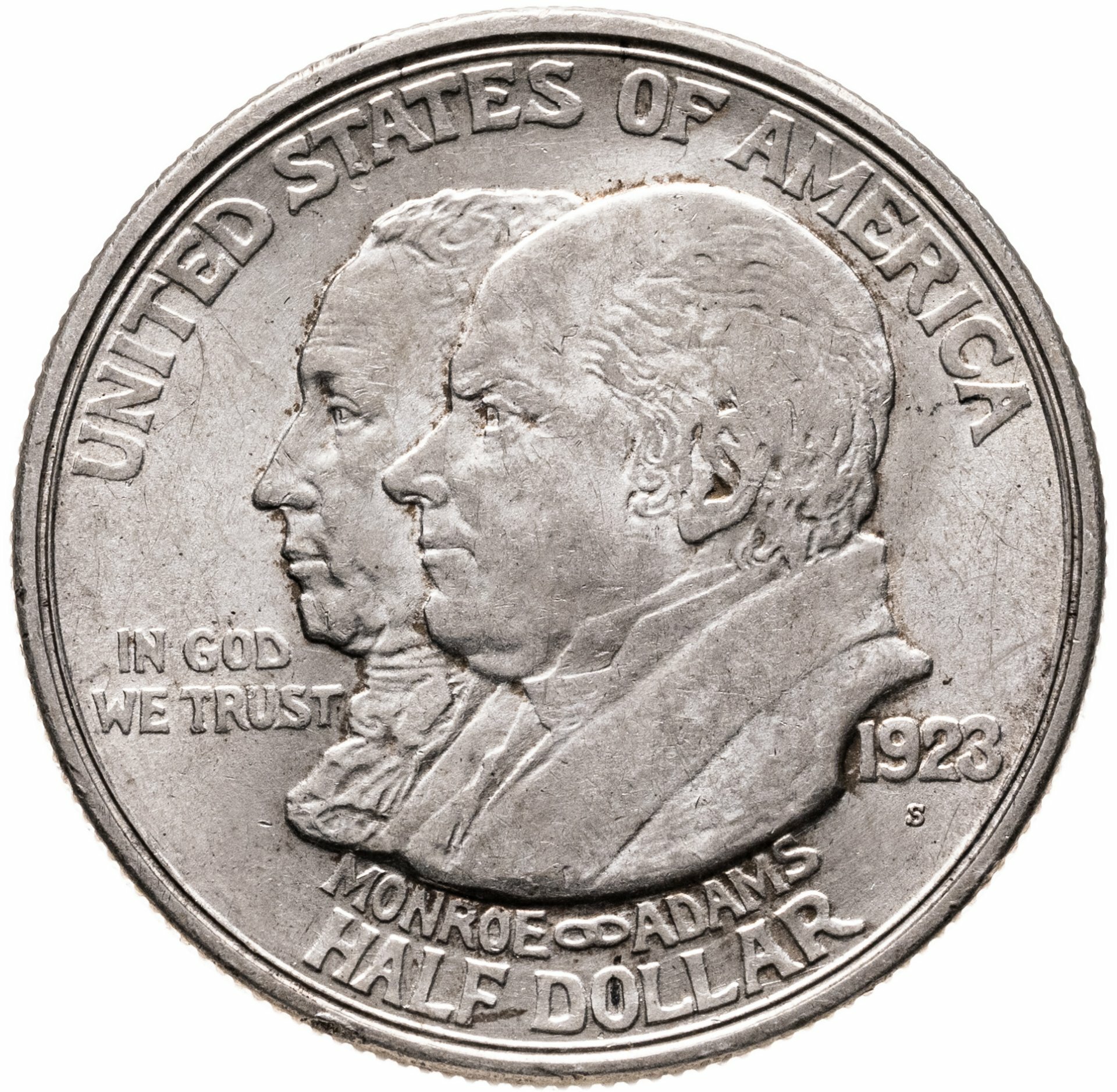 США 50 центов 1/2 доллара, half dollar 1923 "100 лет Доктрине Монро", Серебро 900, в сохранности UNC