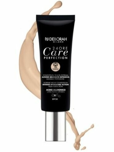 Deborah Milano Тональный крем для лица Тон 00 слоновая кость 24ORE CARE PERFECTION EXTREME WEAR FOUNDATION Уход 30 мл