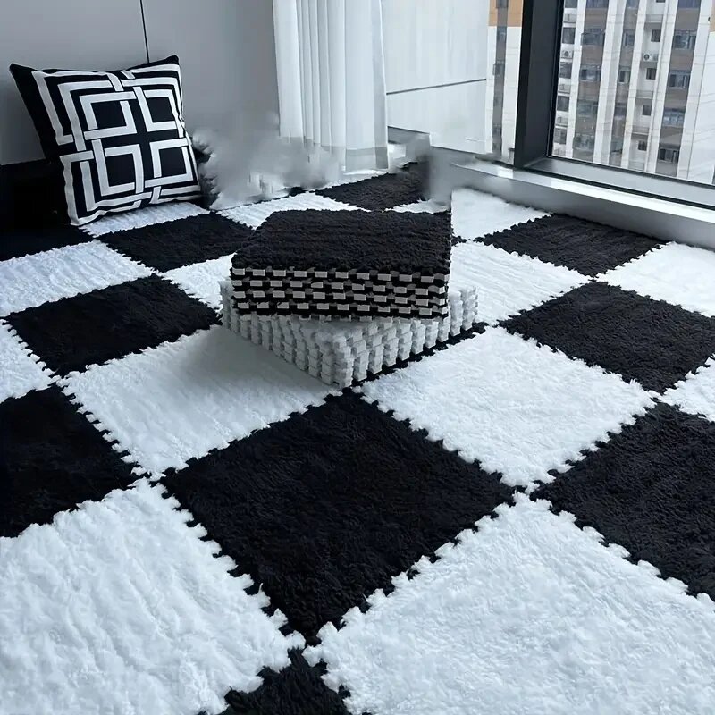 Детские коврики-пазлы из ЭВА-пены 8 шт. Черный, White Black