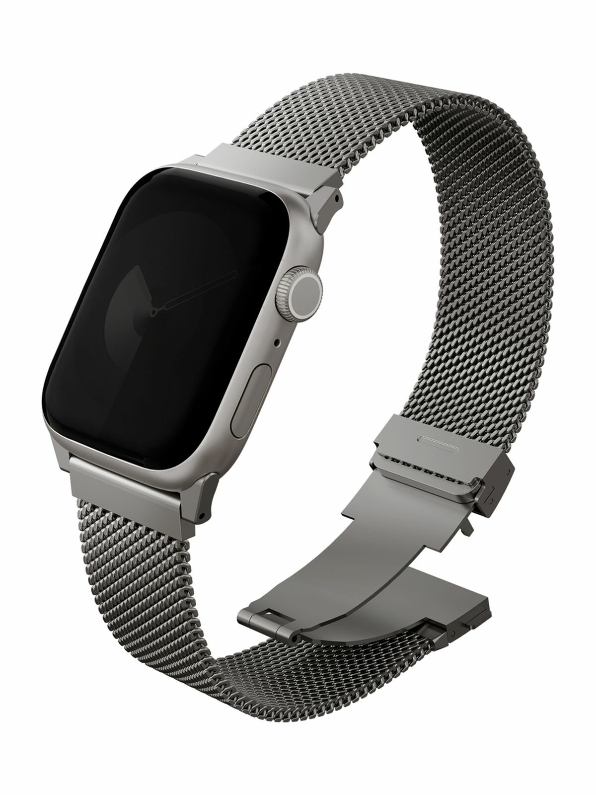 Ремешок UNIQ для Apple Watch 49 46 45 44 мм Dante PRO, плетеный из нержавеющей стали с регулировкой длины, серебристый титан
