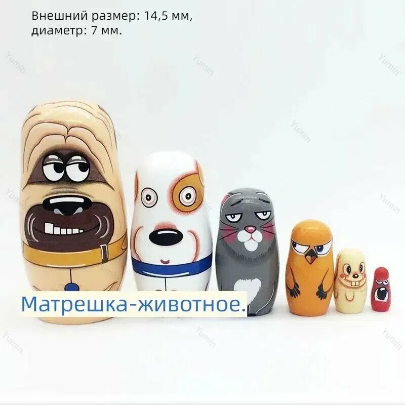 Матрешка высота 11 см, количество мест5, деревянная матрешка с росписью, традиционный сувенир для коллекции и украшения
