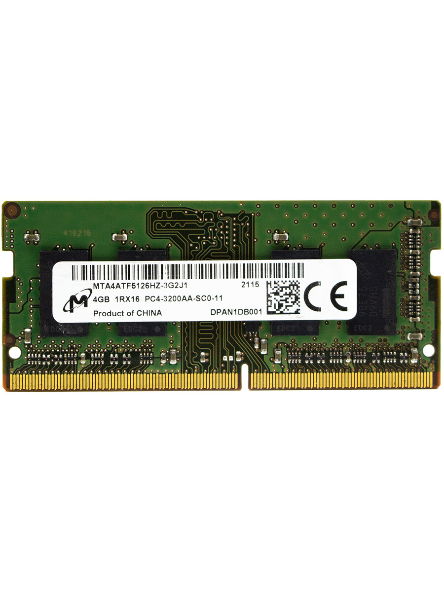 Модуль памяти для ноутбука SODIMM DDR4 4GB PC25600 3200МГц Micron MTA4ATF51264HZ-3G2J1