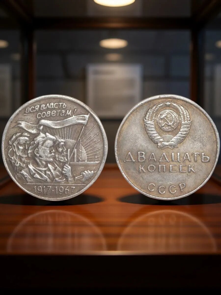 20 копеек 1967 года СССР. Трудящиеся. 50 лет Октября. 1917