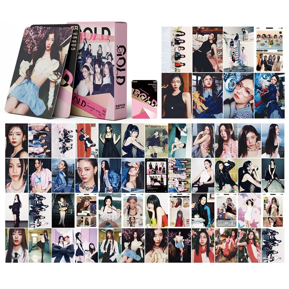 K-POP Kарточки ITZY 55 шт. ITZY альбом GOLD фотокарты Кпоп LOMO карты Итзи 2024 WORLD TOUR Плакат Набор Kарточек