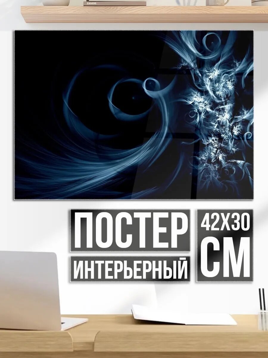 Плакат постер Синие узоры дыма