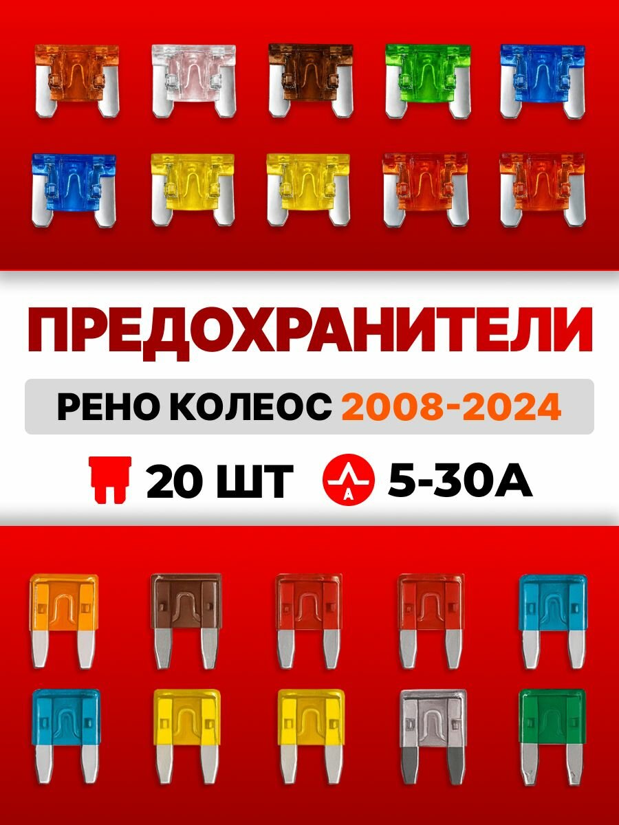 Предохранители Рено Колеос 2008-2024 набор Мини+Микро 20 шт / Renault Koleos