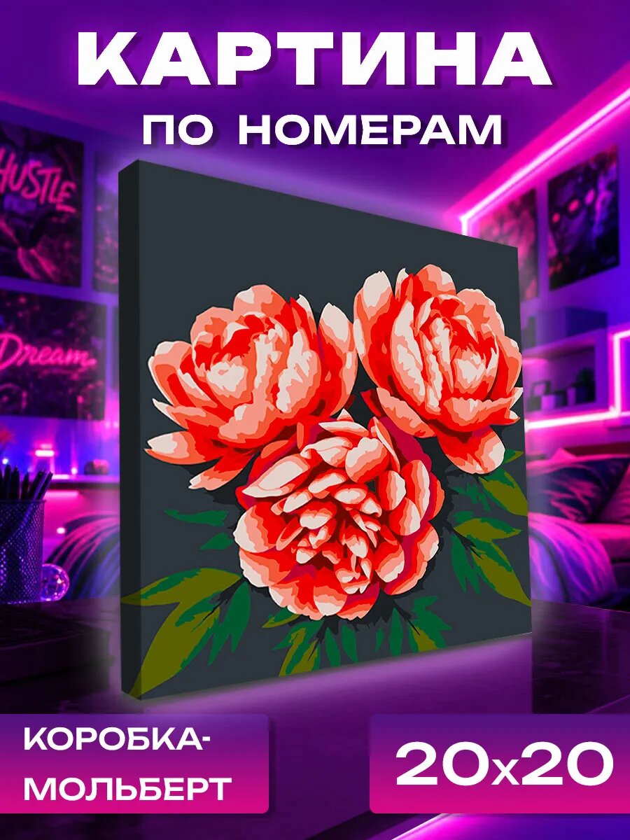 Картина по номерам маленькая Пионы