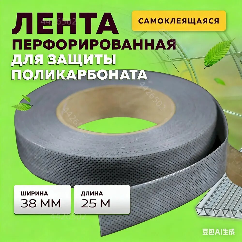 Лента перфорированная для поликарбоната 38 мм, 25 метров, для теплиц и парников
