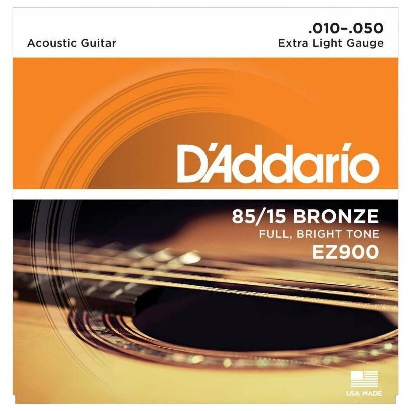 Струны для акустической гитары D'Addario EZ900 Bronze 85/15 Extra Light 10-50