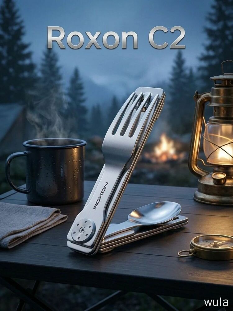 Набор столовых приборов Roxon C2 складной, 2 шт, для походов и пикников