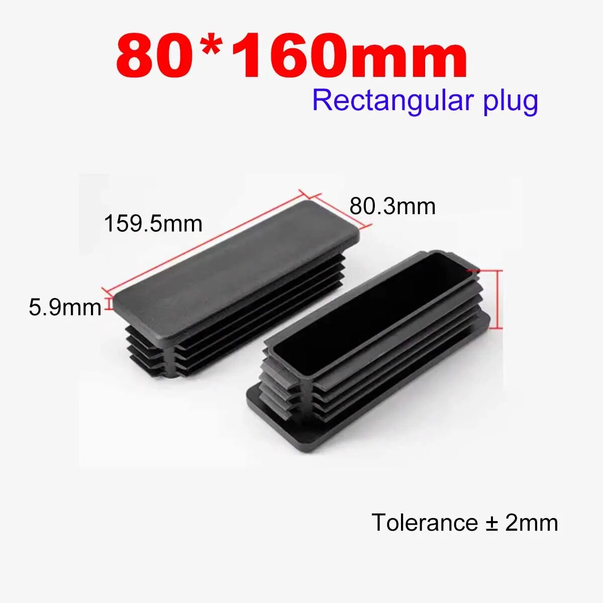 Пластиковые и стальные заглушки для труб 40x120 60x120 80x120 1pcs 80x160 Black
