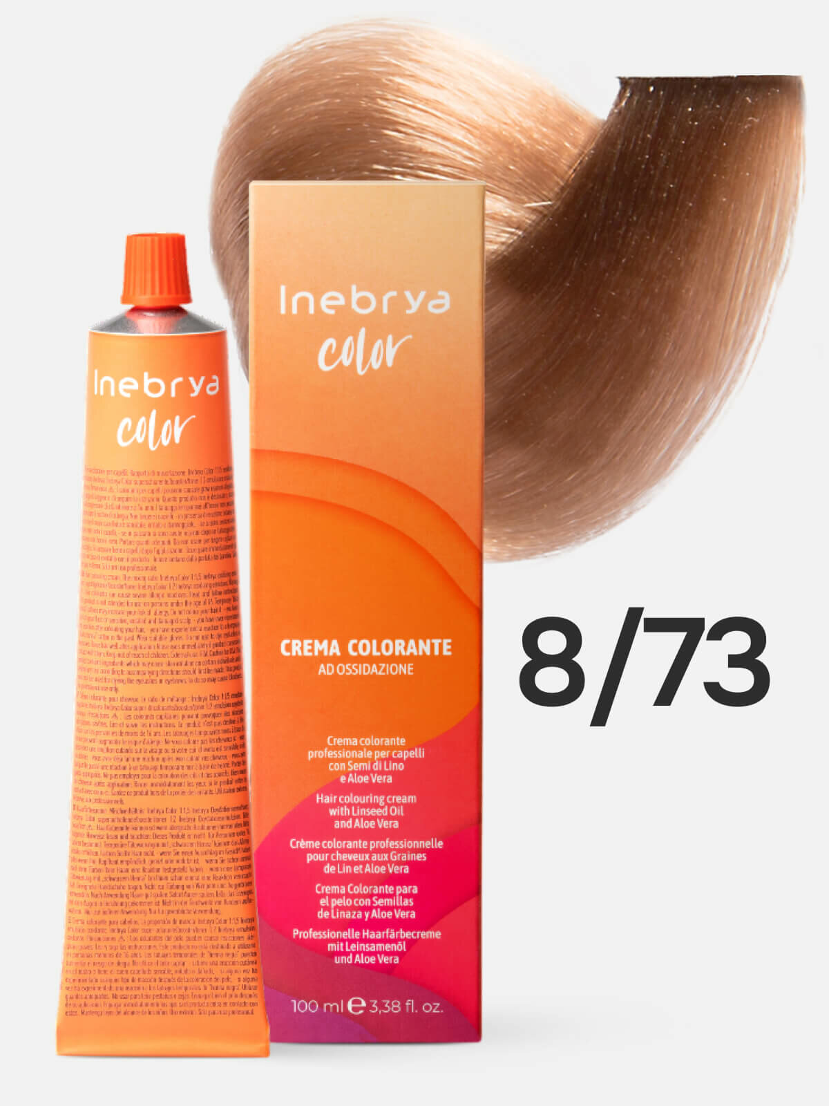 Крем - краска для волос профессиональная Inebrya Color Professional 8/73 Светлый русый Коричнево-золотистый, 100 мл