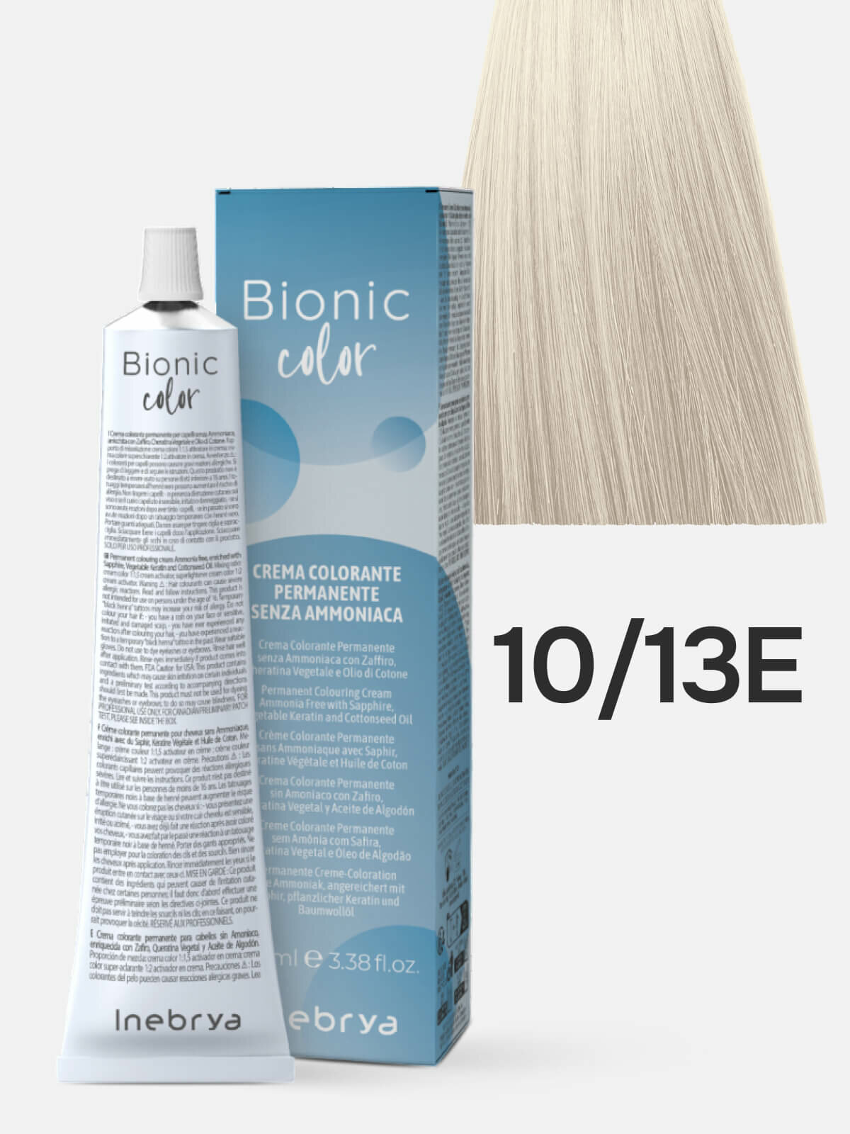Крем - краска для волос профессиональная без аммиака Inebrya Bionic Color 10/13E Светлый блонд Пепельно-золотистый, 100 мл