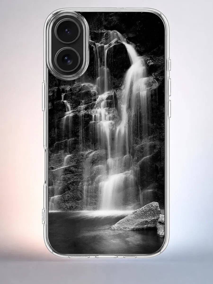 Чехол iPhone 16 водопад свет силиконовый прозрачный